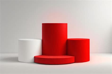 Premium Ai Image Red Cylinder Podium Pedestal Product Display