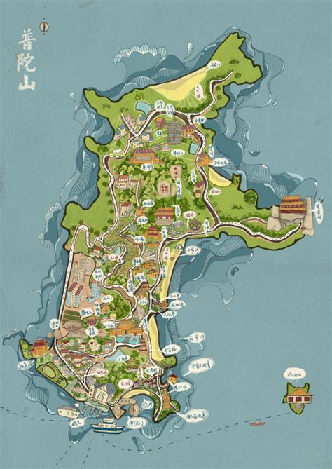 普陀山地图高清版 普山 普山旅游 大山谷图库
