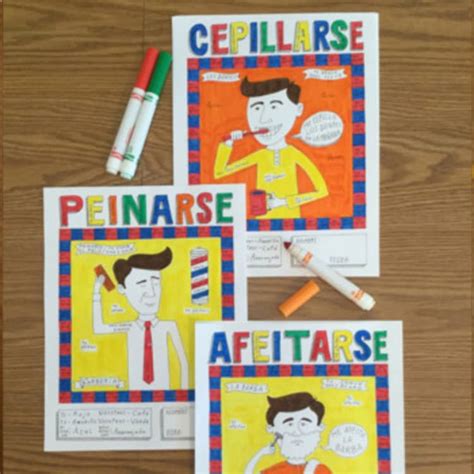 Reflexive Afeitarse Cepillarse Peinarse Color By Conjugation Spanish Verbs