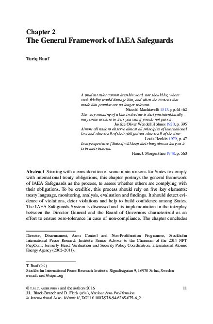 Pdf The General Framework Of Iaea Safeguards