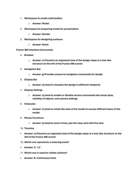 Fusion 360 Quiz 1 Cringe Answers Pdf