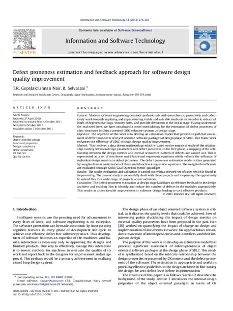 Pdf Defect Proneness Estimation And Feedback Approach For Software