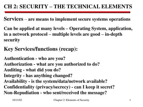 PPT CH SECURITY THE TECHNICAL ELEMENTS PowerPoint Presentation ID