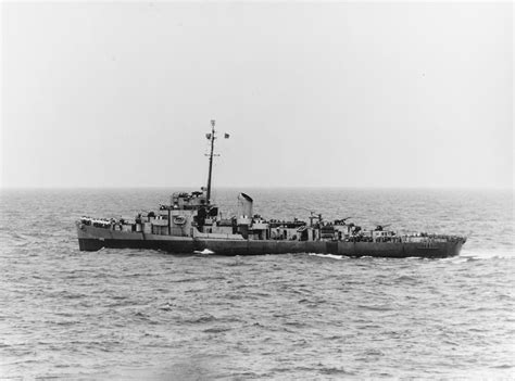 Us Navy Destroyer Escort Uss Chatelain De 149 With Survivors Of The