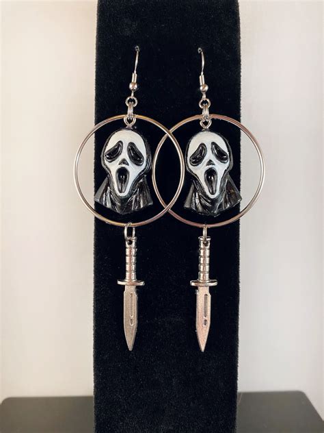 Scream Ghost Face Knife Horror Movie Halloween Hypoallergenic Earrings