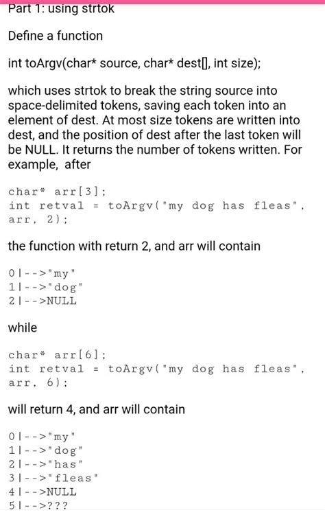 part 1 using strtok define a function int