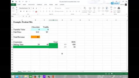 Excel Solver Product Mix Youtube