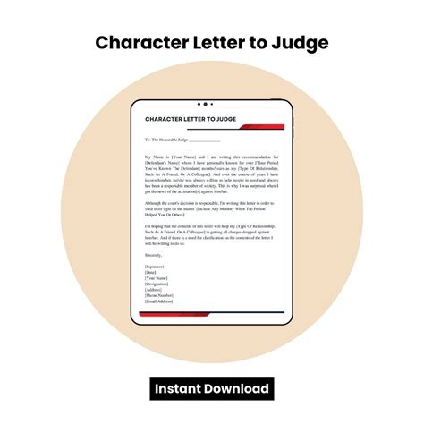 Character Letter To Judge Sample Template In Pdf And Word