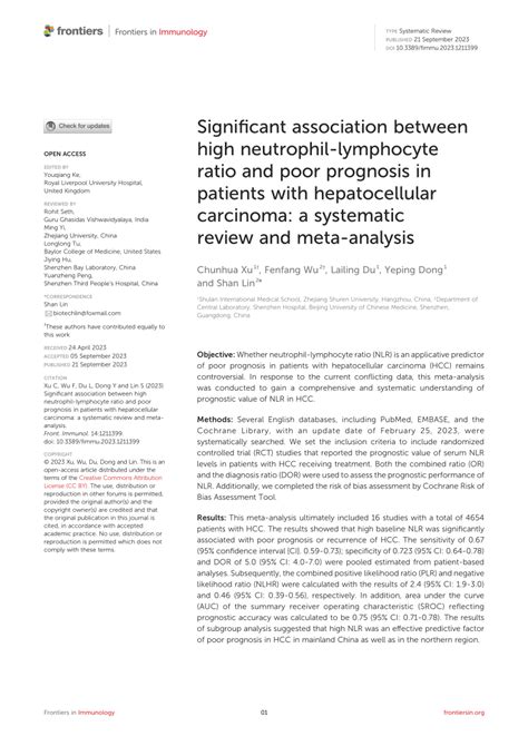 Pdf Significant Association Between High Neutrophil Lymphocyte Ratio And Poor Prognosis In
