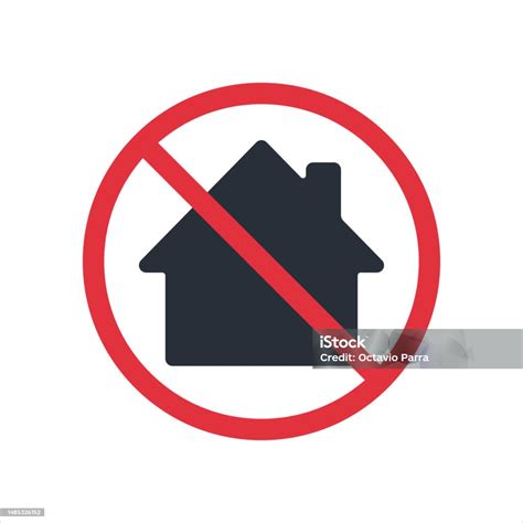 집 간판이 없습니다 일러스트레이션 스타일은 흰색 배경에 빨간색 십자 원 안에 있는 평평한 상징 기호입니다 규칙을 위해 설계된 간단한 집 벡터 기호가 없습니다 금지된 0명에