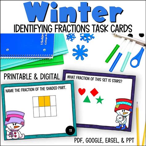 Winter Identifying Fractions Task Cards Curious Classroom Adventures