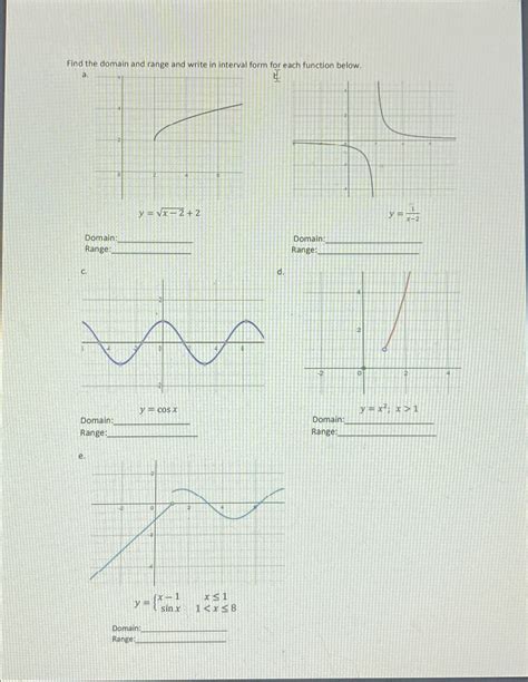 Solved Find The Domain And Range And Write In Interval Form