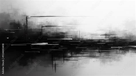 Monochrome Glitch Textures Sleek Horizontal Glitch Lines Overlaying A