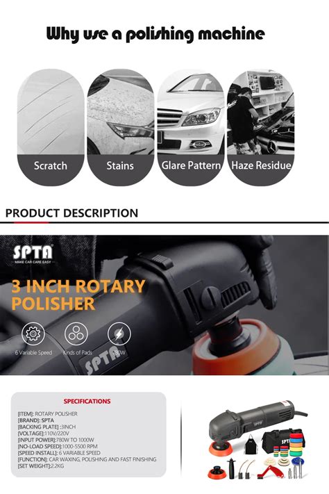 Spta 3 인치 전기 자동차 세부 폴리셔 110230v 폴리싱 머신 M14 스레드 자동 미니 폴리셔 자동차 폴리시 툴 버핑 머신자동차 광택머신 Aliexpress