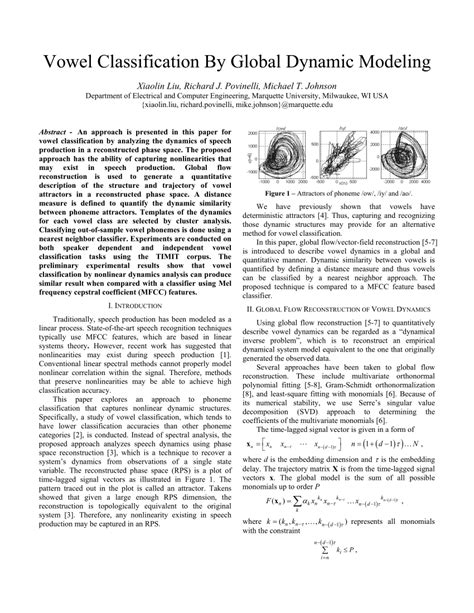 Pdf Vowel Classification By Global Dynamic Modeling