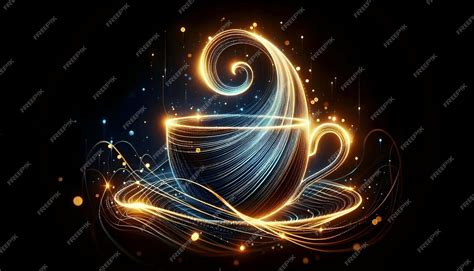 Abstract Glowing Waveform Creating A Teacup Outline Concept As Glowing Waveforms Dance To Form