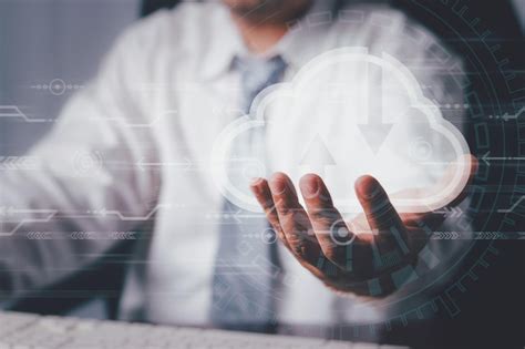 Premium Photo Bussinessman Holding Cloud Computing Diagram Show On Hand Cloud Technology Data