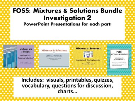 Editable Foss Mixtures And Solutions Investigation 2 Bundle By La Store