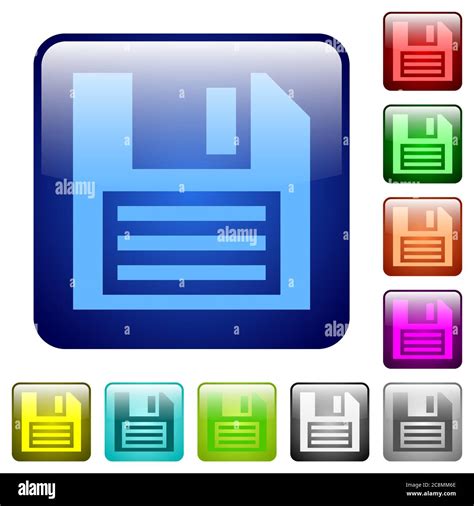 set of save color glass rounded square buttons stock vector image and art alamy