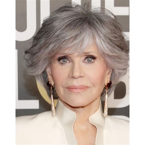 Short Wavy Jane Fonda Grey Wigs