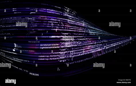 3d Rendering Abstract Code In The Virtual Space The Computer Code Is Bent In The Form Of A Tape