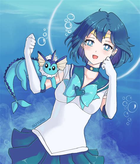 Sailor Mercury With Vaporeon By Me R Sailormoon