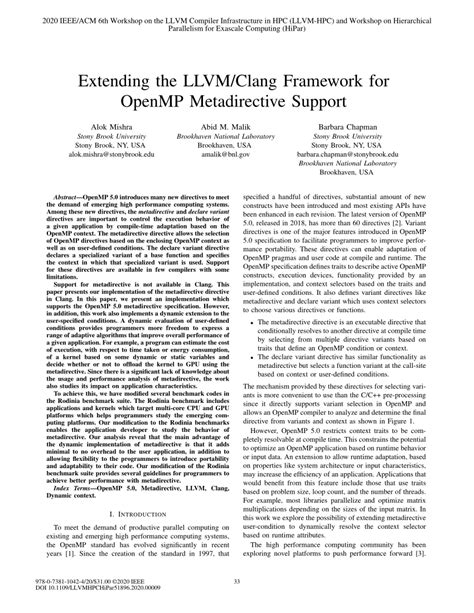 Pdf Extending The Llvmclang Framework For Openmp Metadirective Support