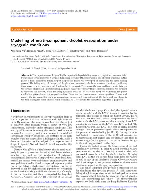 Pdf Modelling Of Multi Component Droplet Evaporation Under Cryogenic Conditions