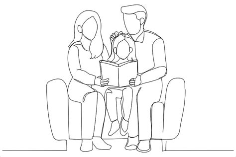 دانلود رایگان لاین آرت کتاب خوانی پدر و مادر برای فرزند دختر فریپیکر