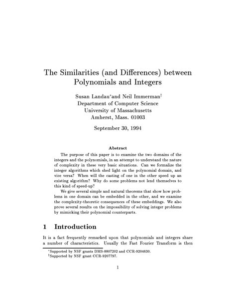 Pdf The Similarities And Differences Between Polynomials And Integers