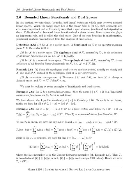 Section 26 Math8210 Lecture Notes 2 Bounded Linear Functionals And Dual Spaces In Last