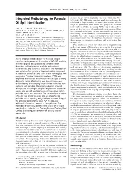 Pdf Integrated Methodology For Forensic Oil Spill Identification