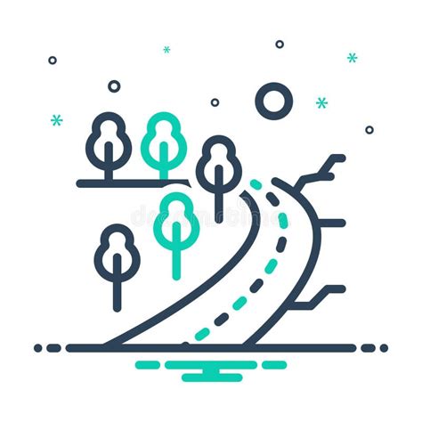 Mix Icon For Way Landscape And Route Stock Illustration Illustration