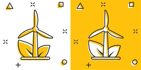 만화 스타일의 풍력 발전소 아이콘 흰색 고립 된 배경에 터빈 만화 벡터 그림 공기 에너지 스플래시 효과 사인 비즈니스 개념 개념에 대한 스톡 벡터 아트 및 기타 이미지