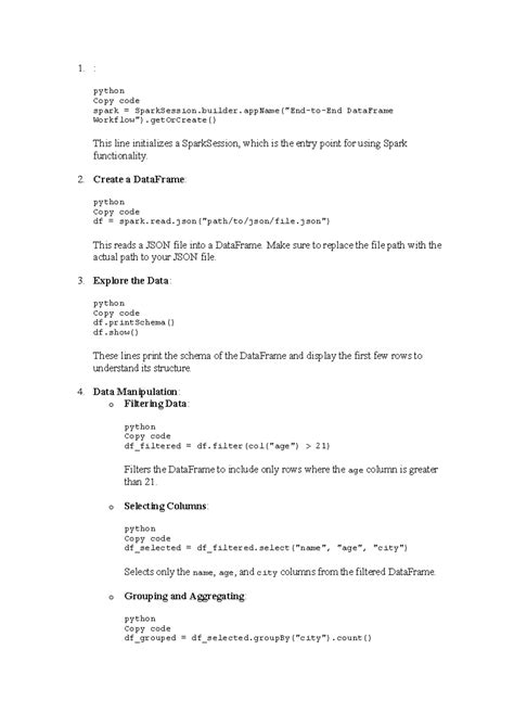 Initialize Spark Session Explanation 1 Python Copy Code Spark Studocu