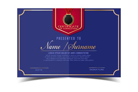 골든 모양과 배지 완료 수상에 대 한 크리에이 티브 인증서 템플릿 깨끗 하 고 졸업장 공식 또는 다른 선수들에 대 한 현대 벡터