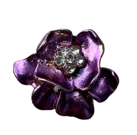 🌸 Broche Lille Rose Med Sten Lilla