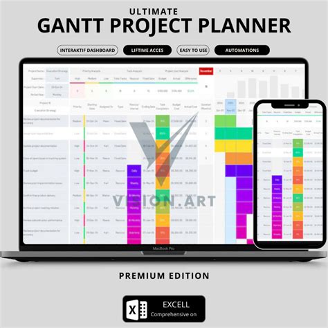 jual tm24 excel project planner gantt chart excel template multi