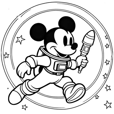 Astronaut Mickey Mouse Soars In Space Coloring Page Lulu Pages