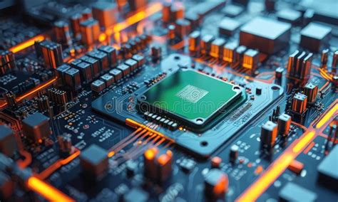 Computer Processor With Green Chip Stock Illustration Illustration Of Integrate Electric