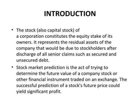 STOCK MARKET PREDICTION PPT