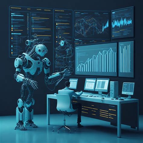 Premium Ai Image Automation Data Analytic With Robot And Digital