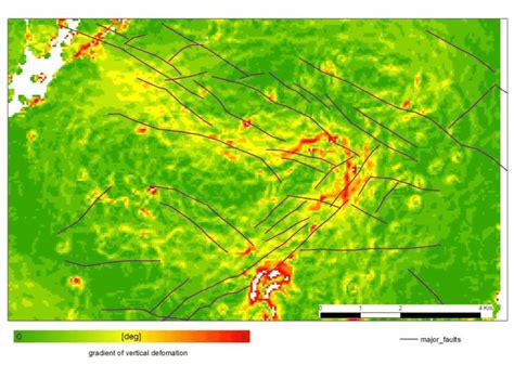 Gradient Map Derived From The Vertical Displacement Over The Subsidence