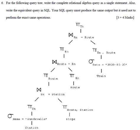 Solved 6 For The Following Query Tree Write The Complete