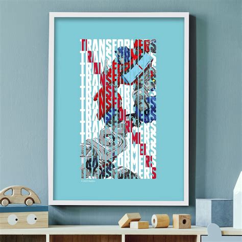 Transformers Print Transformers Optimus Prime Megatron Repeat Title Blue Wall Art Poster Etsy