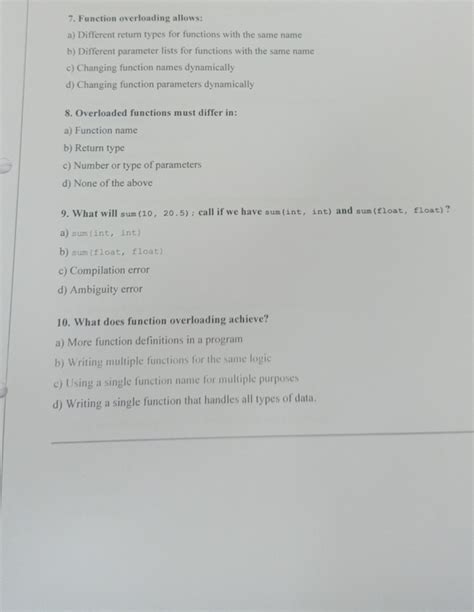 Function Overloading Allows A Different Return Types For Functions With