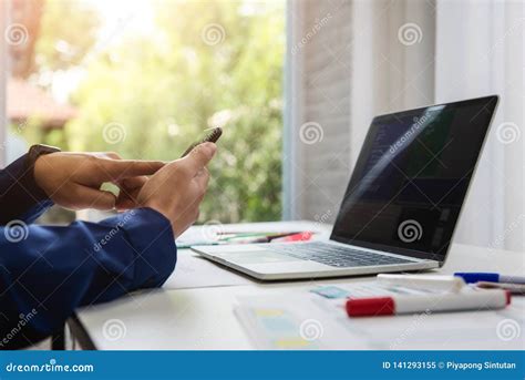 Designer Man Mobile Application Test New App Features He Working With Computer And Mobile Phone