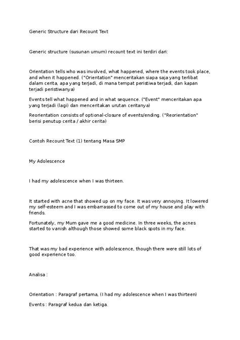 Doc Generic Structure Dari Recount Text