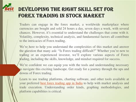 Ppt Developing The Right Skill Set For Forex Trading In Stock Market