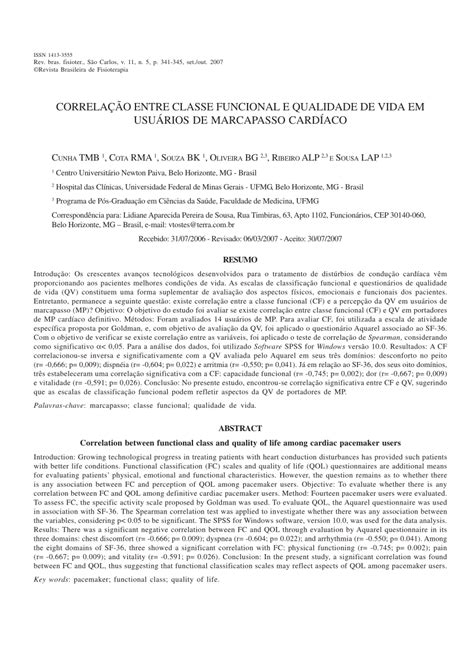 Pdf Correlation Between Functional Class And Quality Of Life Among